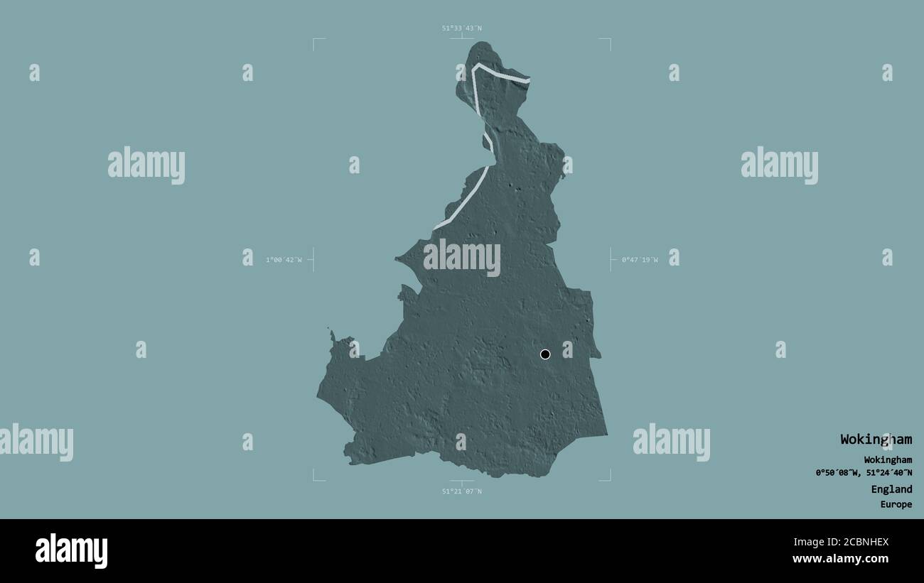 Area of Wokingham, unitary authority of England, isolated on a solid ...