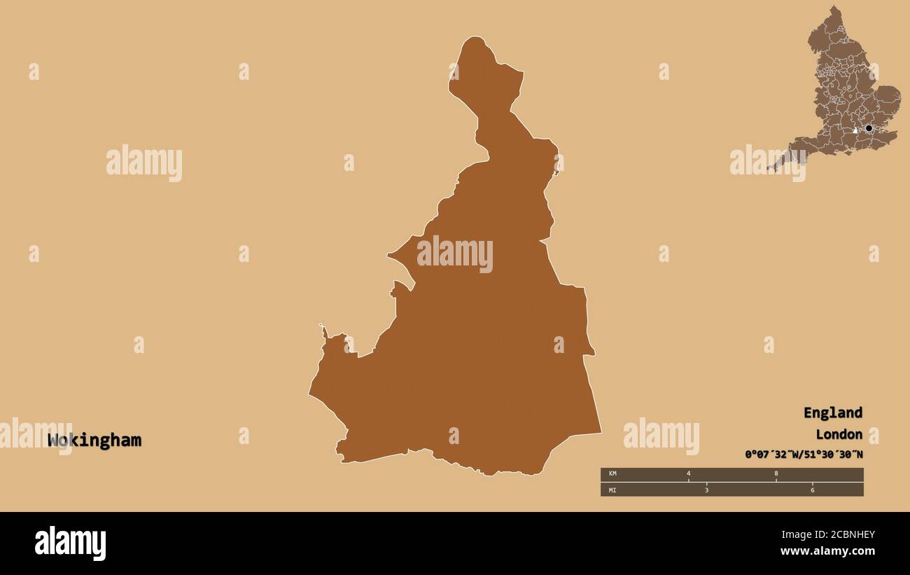 Shape of Wokingham, unitary authority of England, with its capital ...