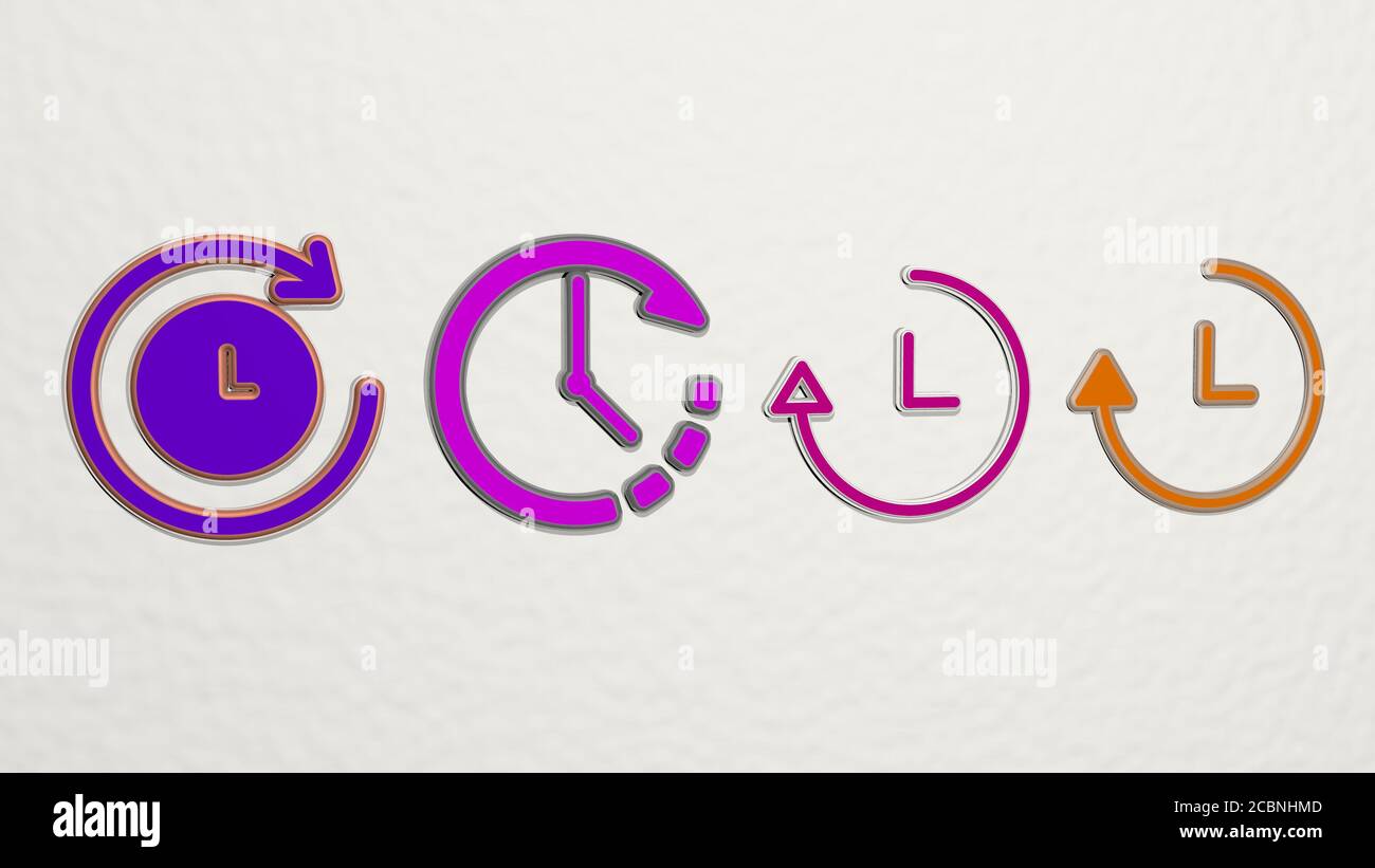 CLOCKWISE 4 icons set, 3D illustration for background and circle Stock ...