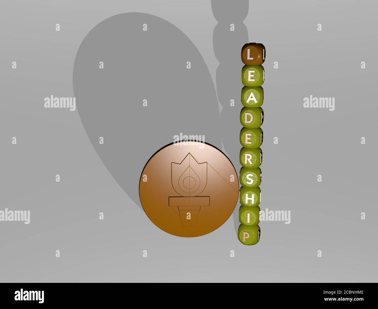 LEADERSHIP text beside the 3D icon, 3D illustration for business and ...