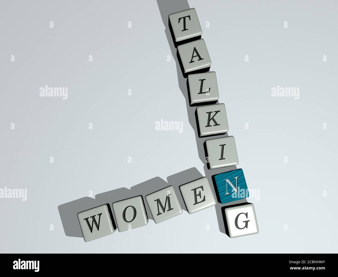 women talking crossword by cubic dice letters, 3D illustration for ...