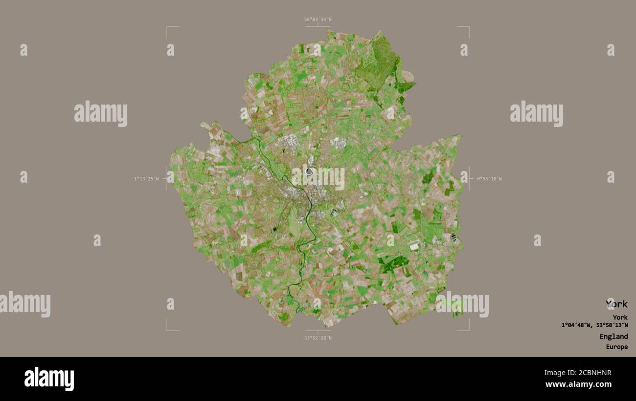 Area of York, unitary authority of England, isolated on a solid ...