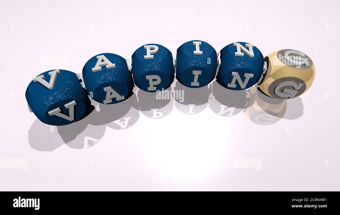 combination of VAPING built by cubic letters from the top perspective ...