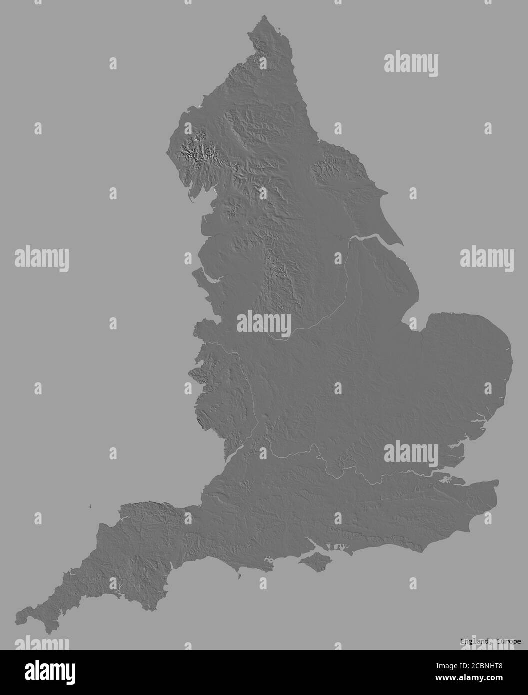 Shape of England with its capital isolated on a solid color background ...