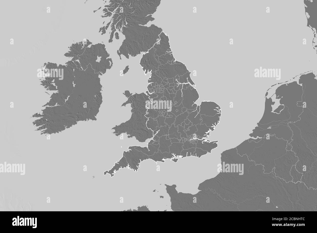 Extended area of England with country outline, international and ...