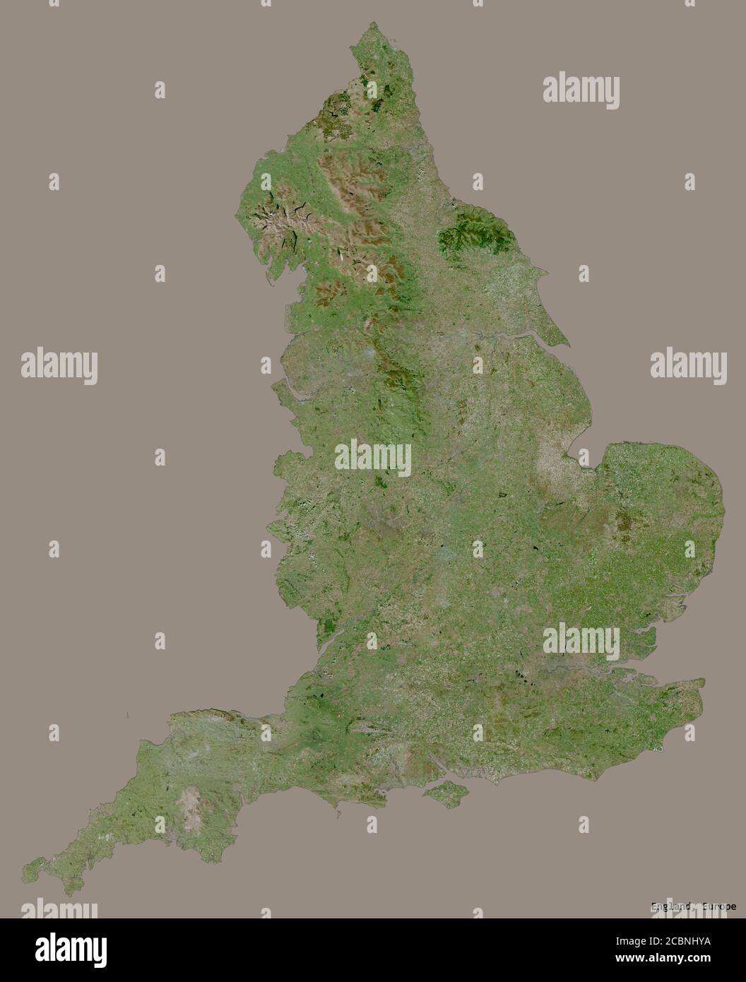 Shape of England with its capital isolated on a solid color background ...