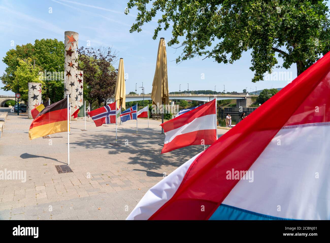 The town of Schengen, on the Moselle, in the Grand Duchy of Luxembourg ...