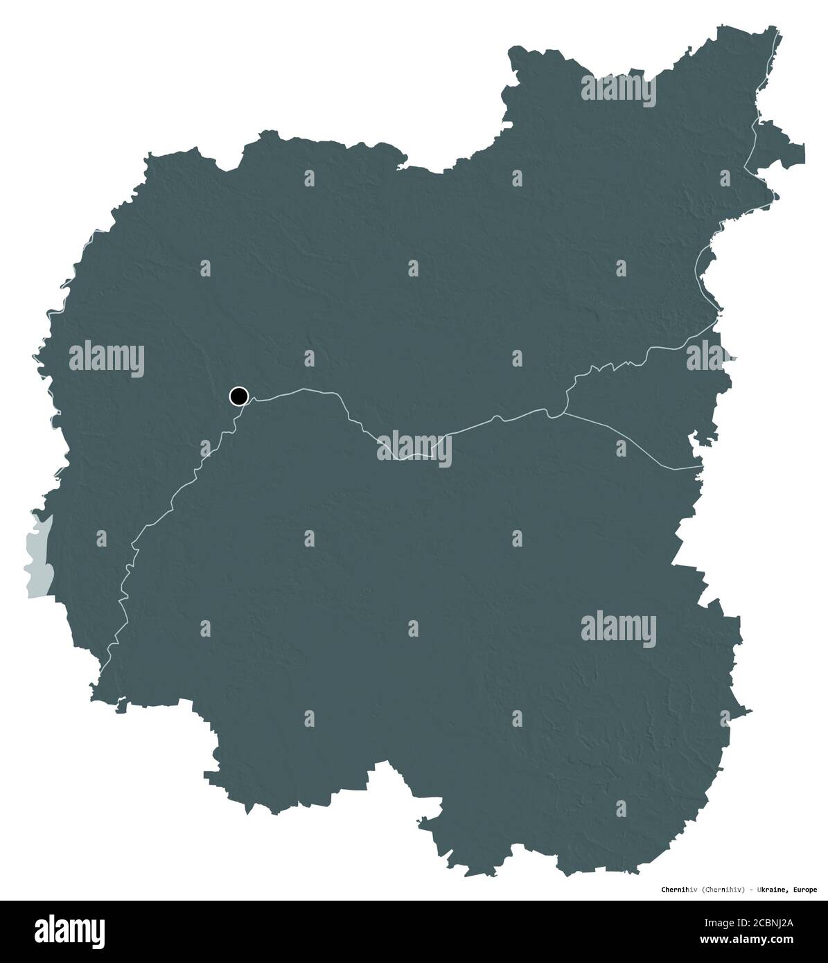 Shape of Chernihiv, region of Ukraine, with its capital isolated on ...