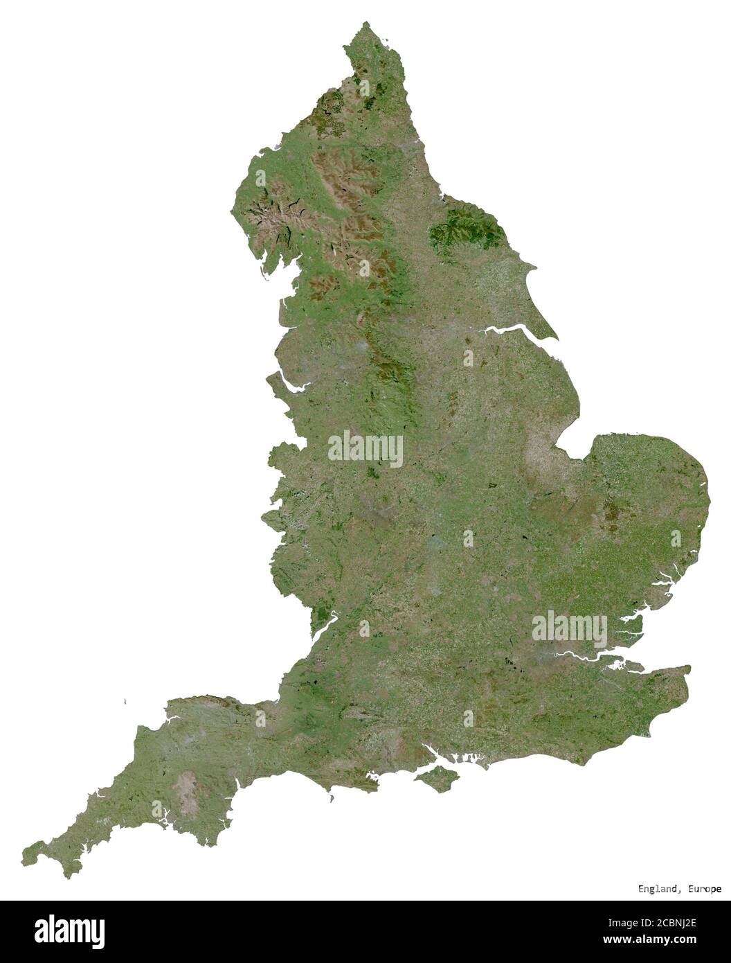 Shape of England with its capital isolated on white background ...