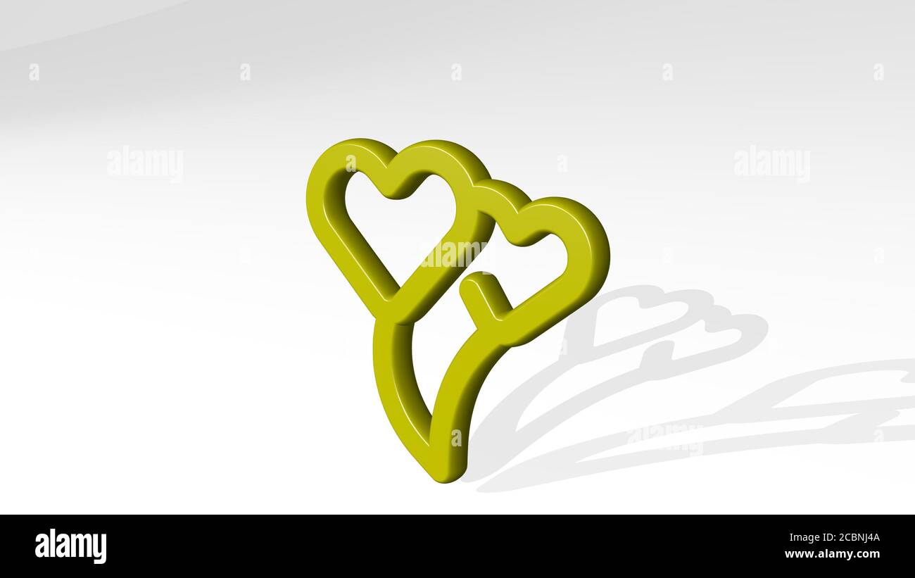 LOVE HEART BALLOONS 3D icon casting shadow, 3D illustration for ...