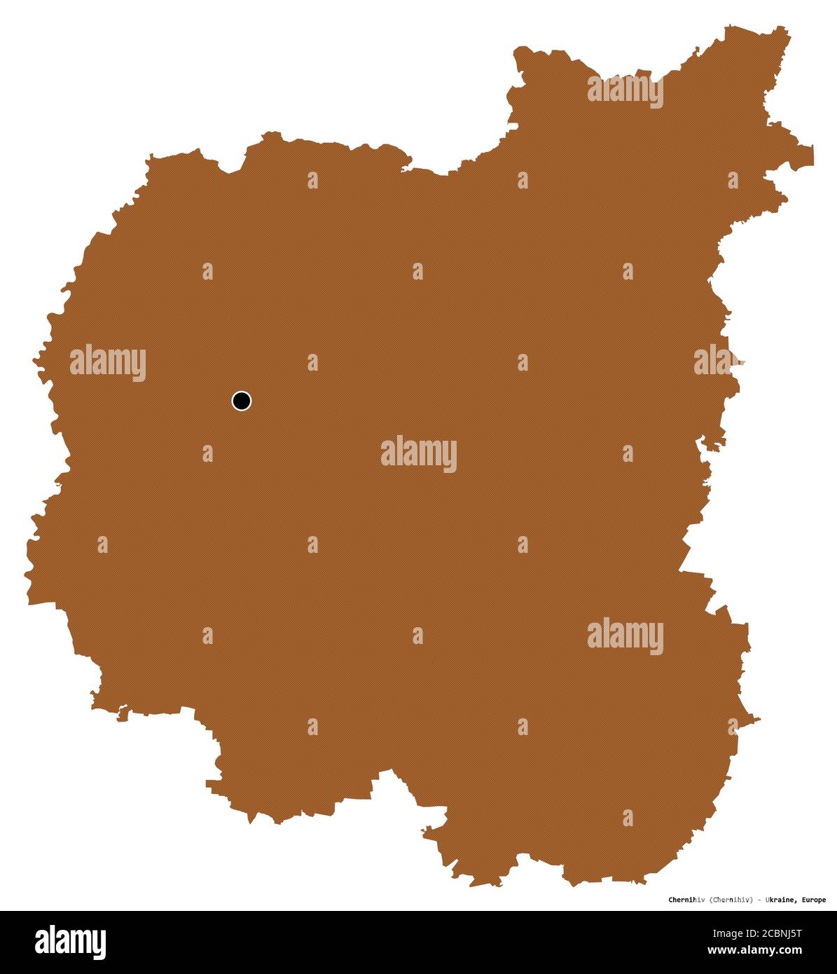 Shape of Chernihiv, region of Ukraine, with its capital isolated on ...