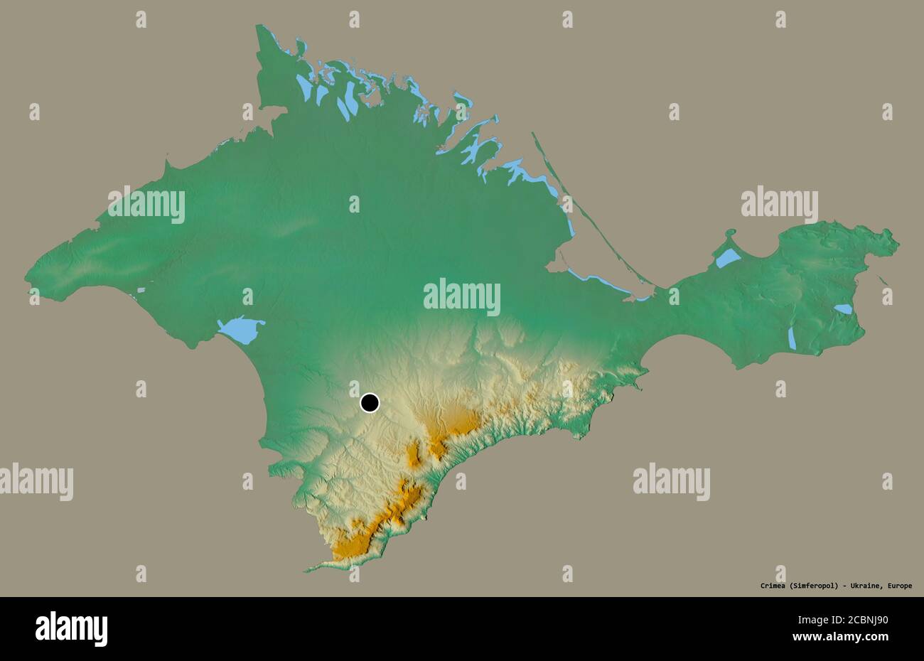 Shape of Crimea, autonomous republic of Ukraine, with its capital ...