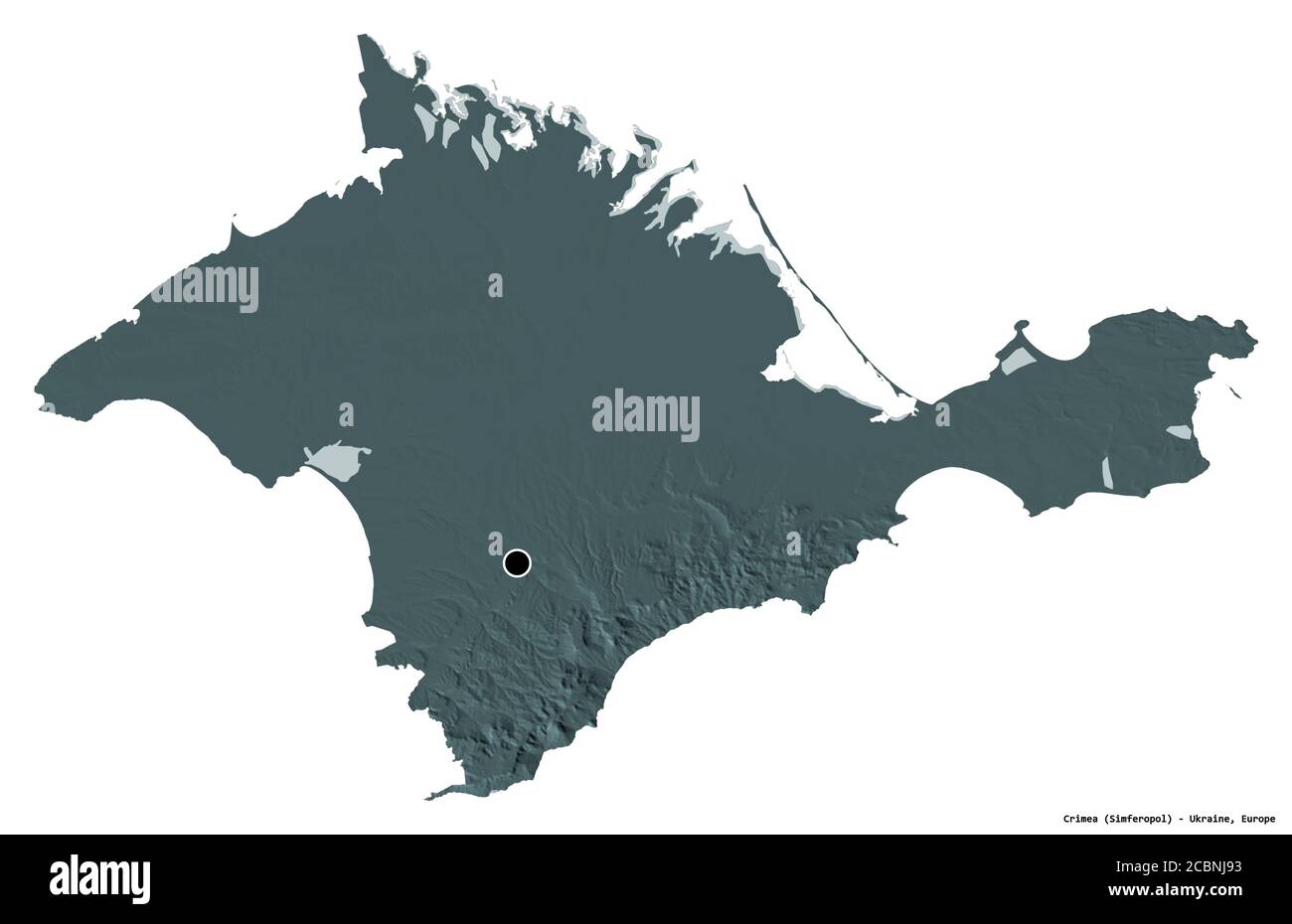 Shape of Crimea, autonomous republic of Ukraine, with its capital ...
