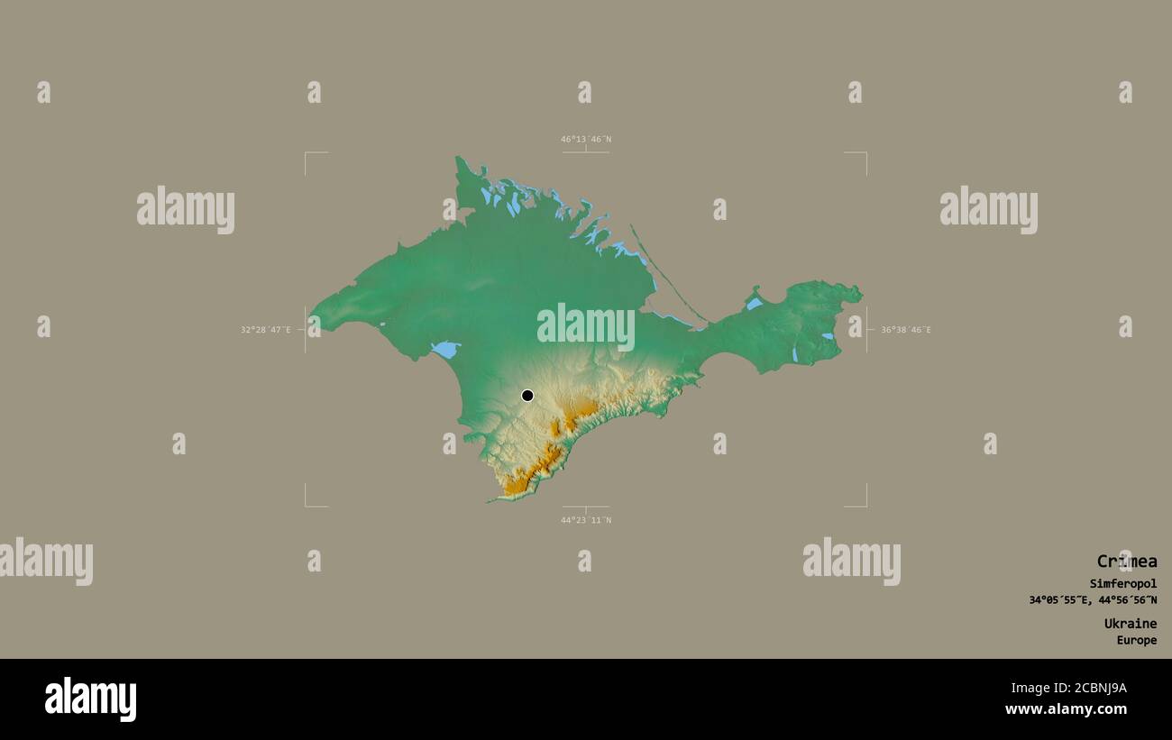 Area of Crimea, autonomous republic of Ukraine, isolated on a solid ...