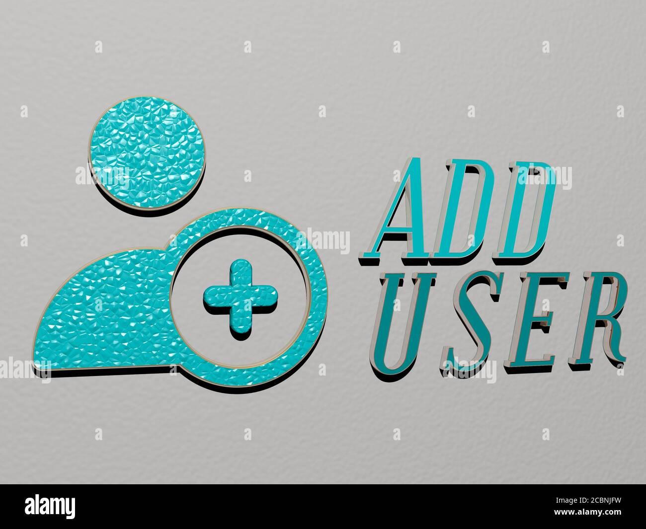 ADD USER icon and text on the wall, 3D illustration for background and ...