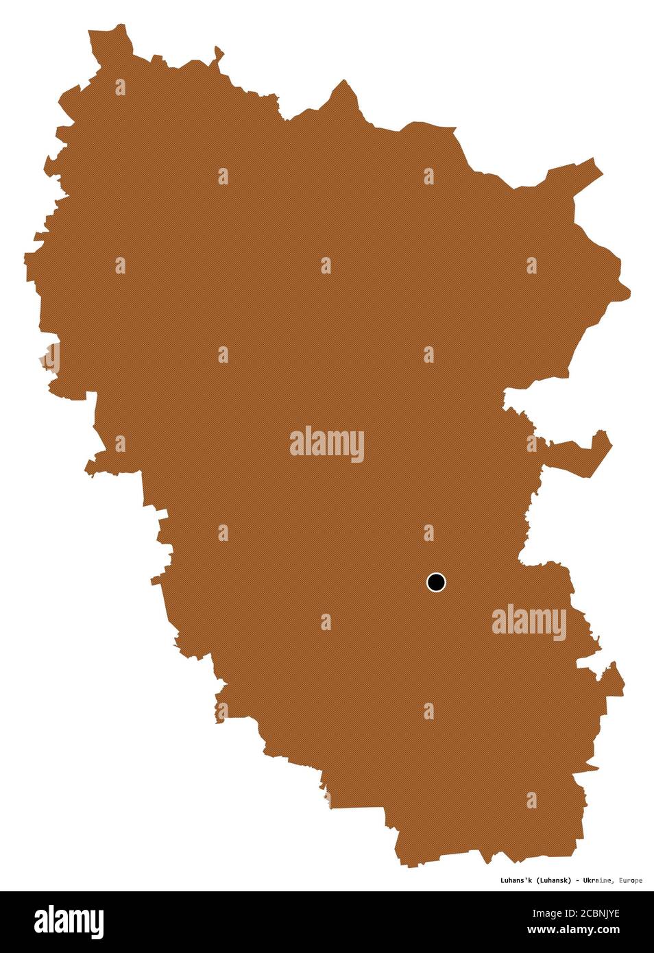 Shape of Luhans'k, region of Ukraine, with its capital isolated on ...