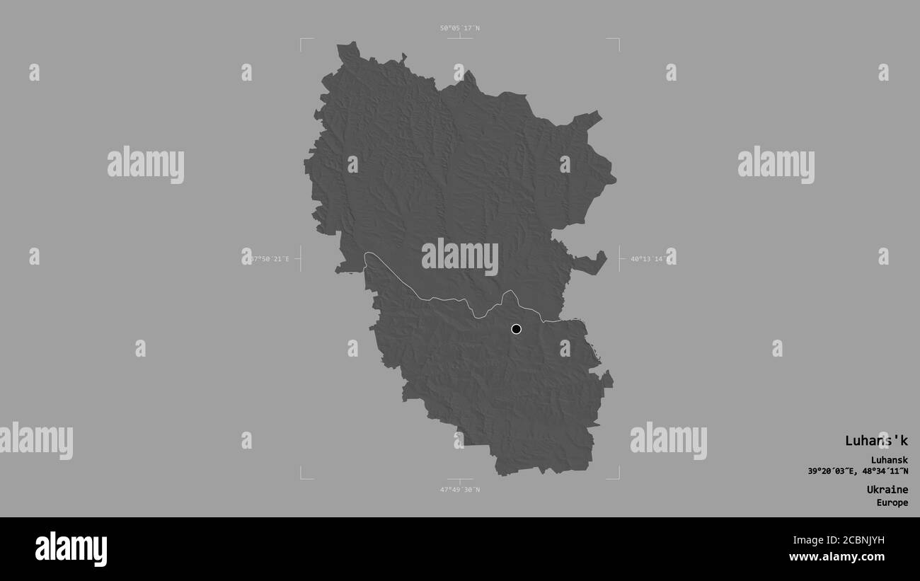Area of Luhans'k, region of Ukraine, isolated on a solid background in ...