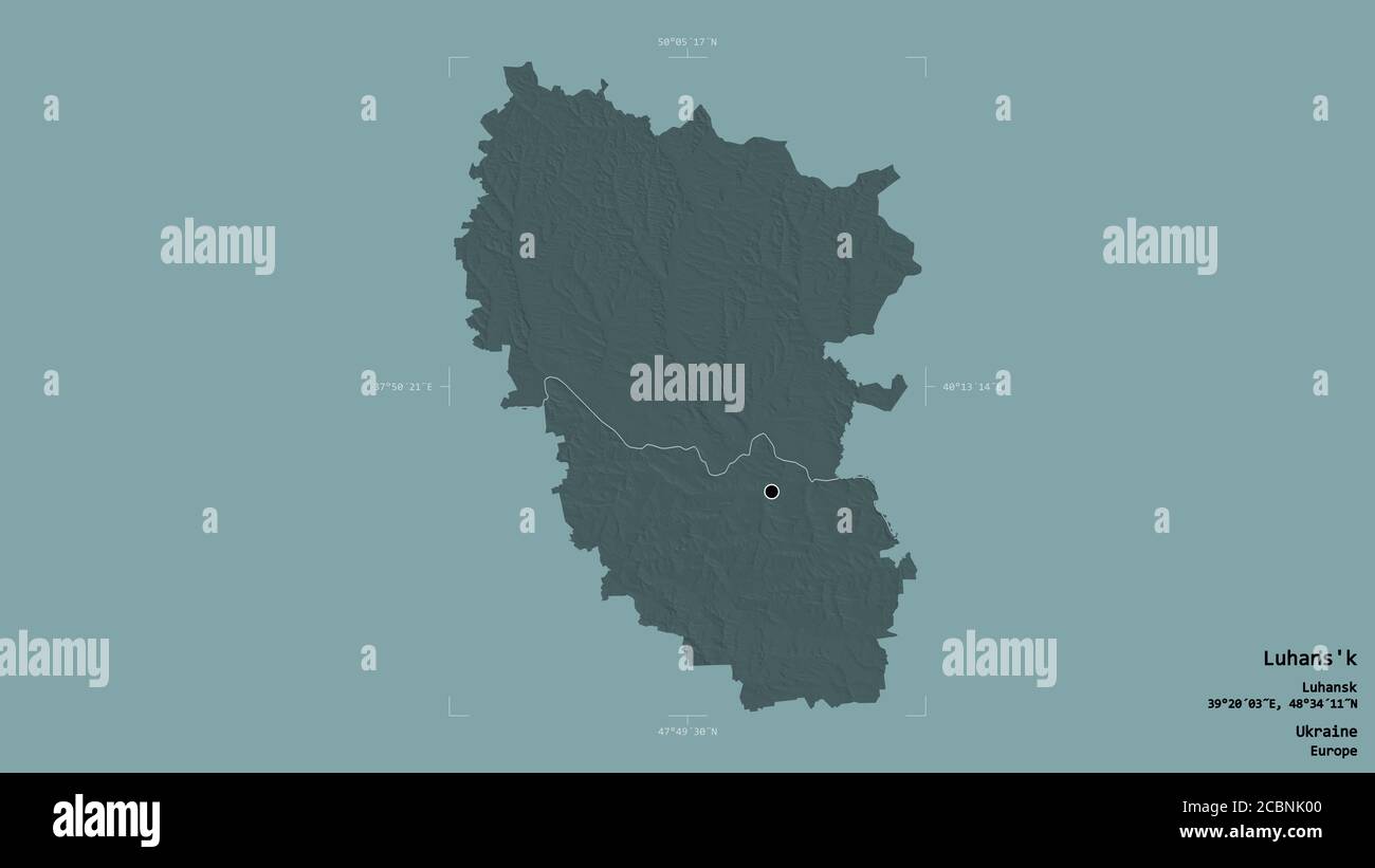 Area of Luhans'k, region of Ukraine, isolated on a solid background in ...