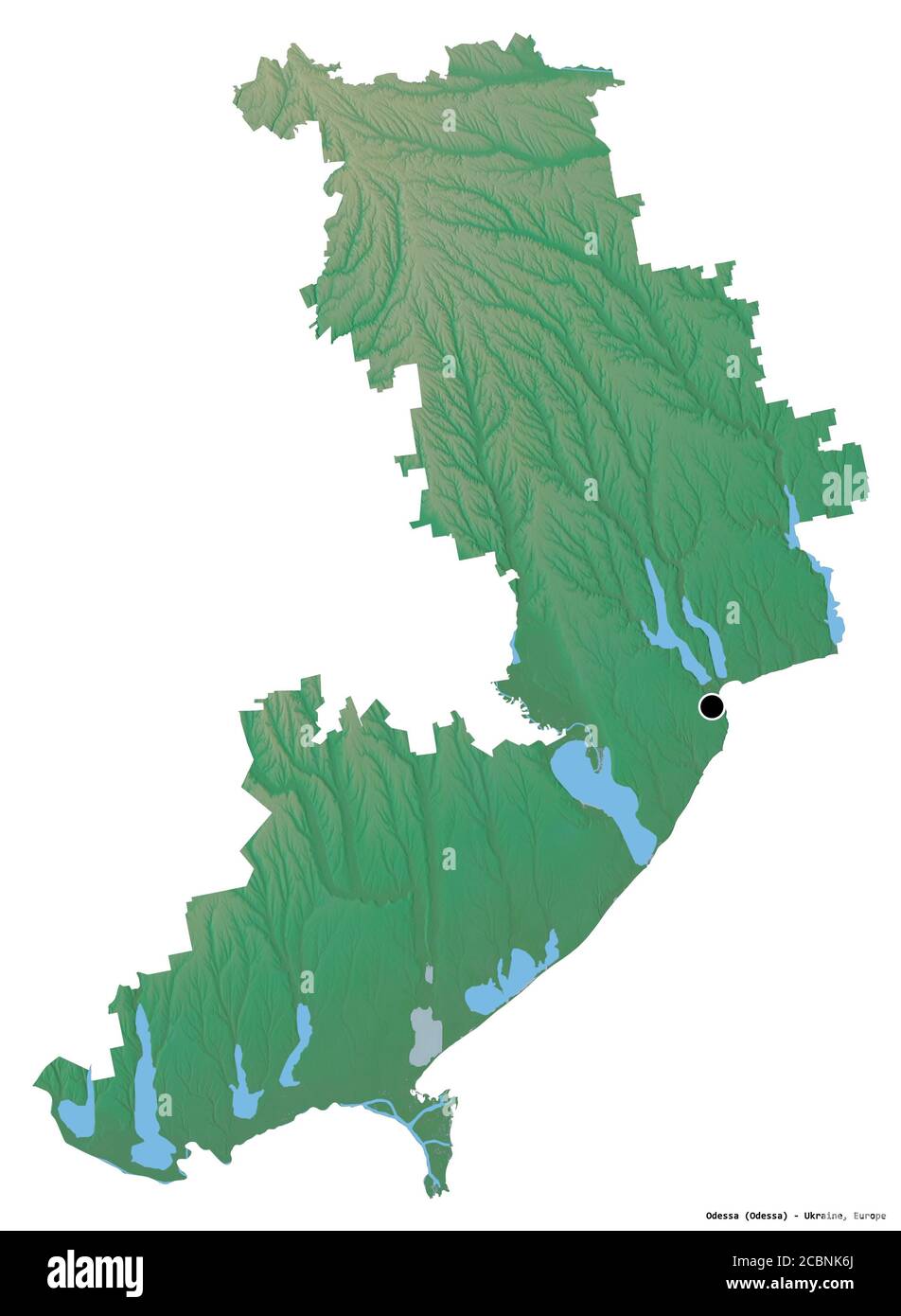 Shape of Odessa, region of Ukraine, with its capital isolated on white ...