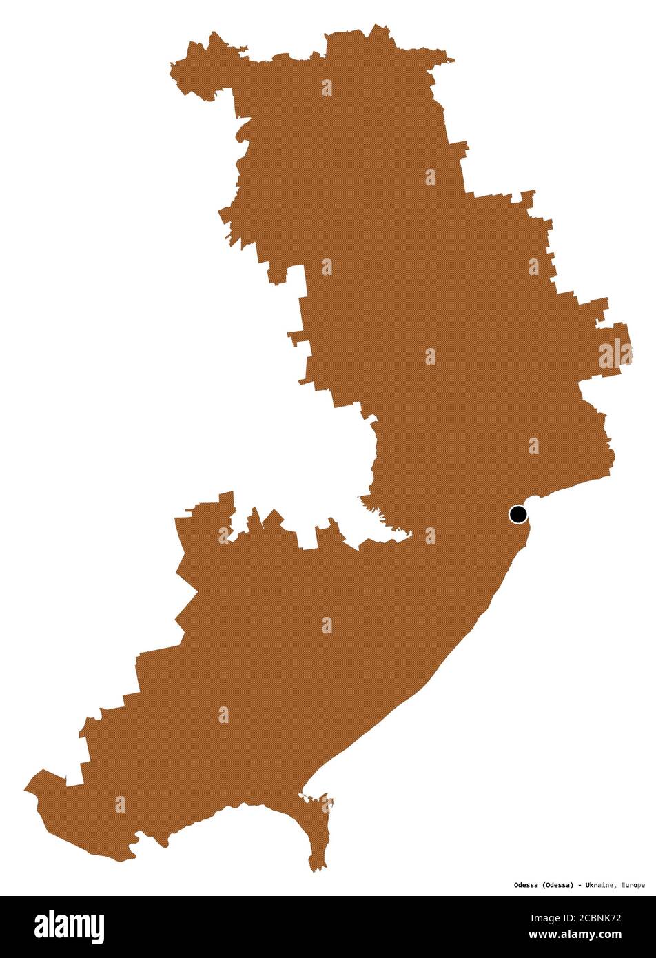 Shape of Odessa, region of Ukraine, with its capital isolated on white ...