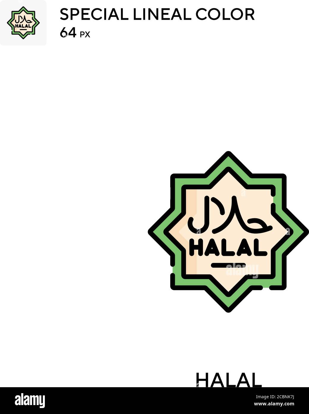 Halal Special lineal color vector icon. Halal icons for your business ...