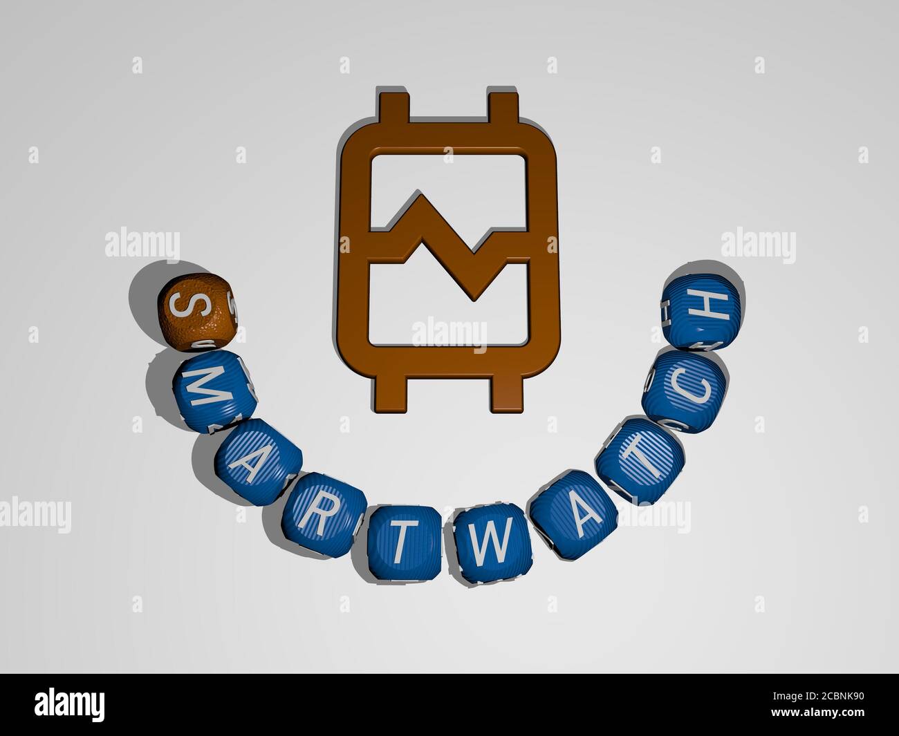 SMARTWATCH text around the 3D icon, 3D illustration for device and app ...