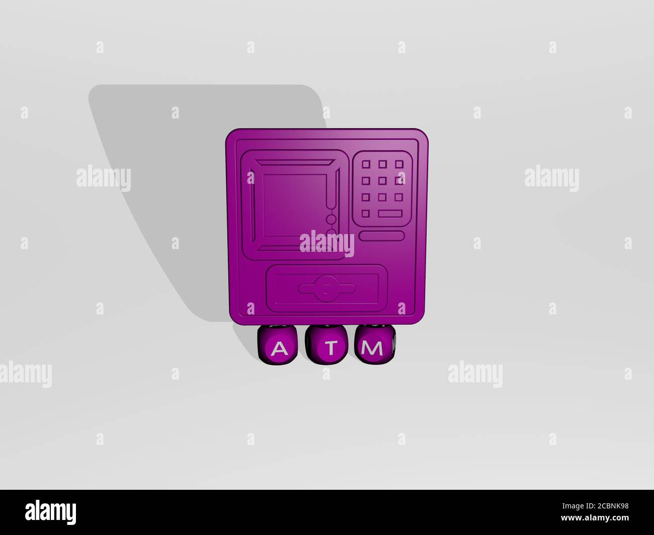 atm 3D icon over cubic letters, 3D illustration for bank and card Stock ...