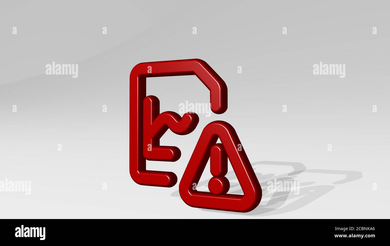 data file warning 3D icon casting shadow, 3D illustration for business ...