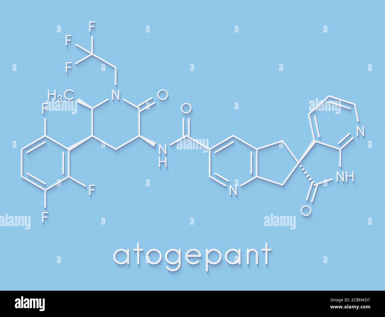 Atogepant migraine drug molecule (CGRP inhibitor). Skeletal formula ...