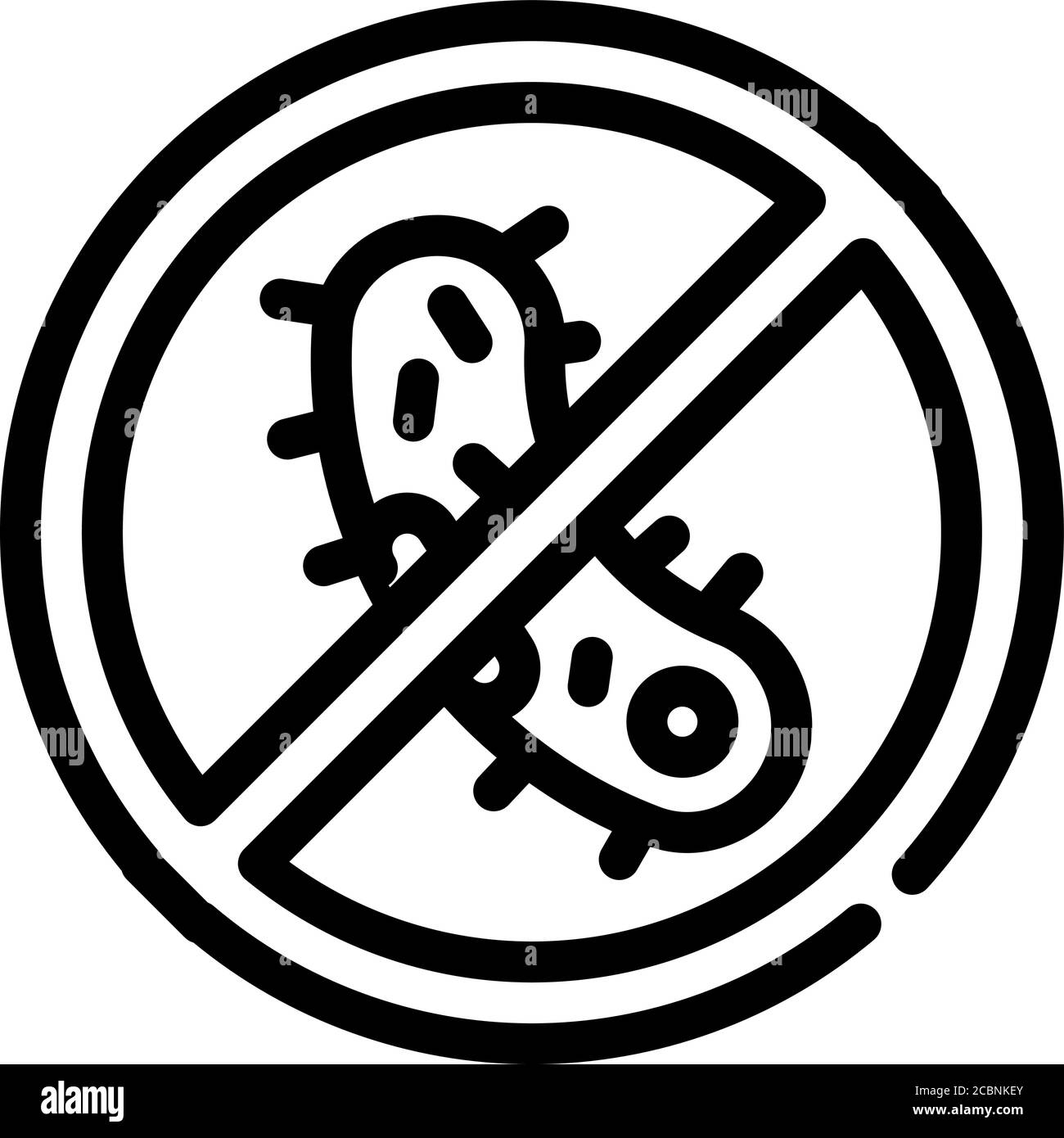 virus in crossed out sign line icon vector illustration Stock Vector ...