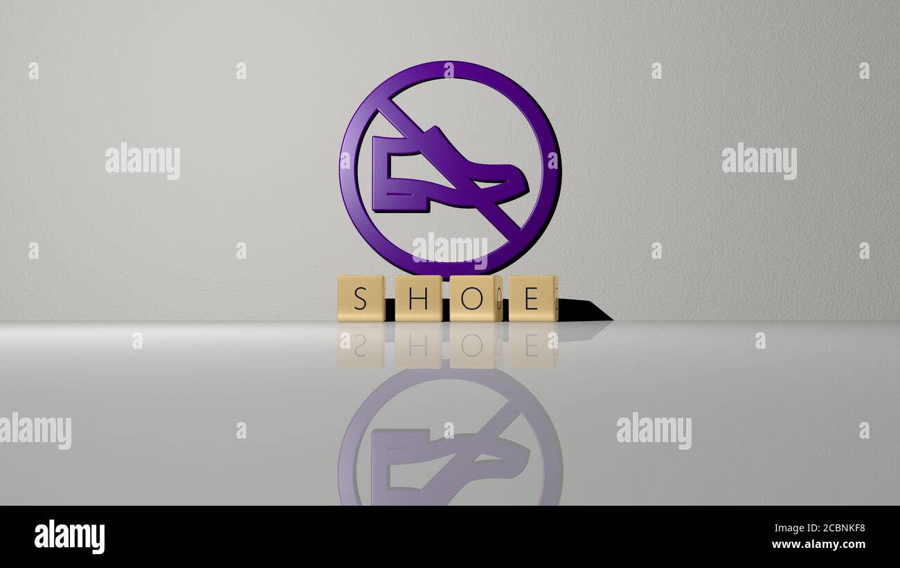 shoe text of cubic dice letters on the floor and 3D icon on the wall ...