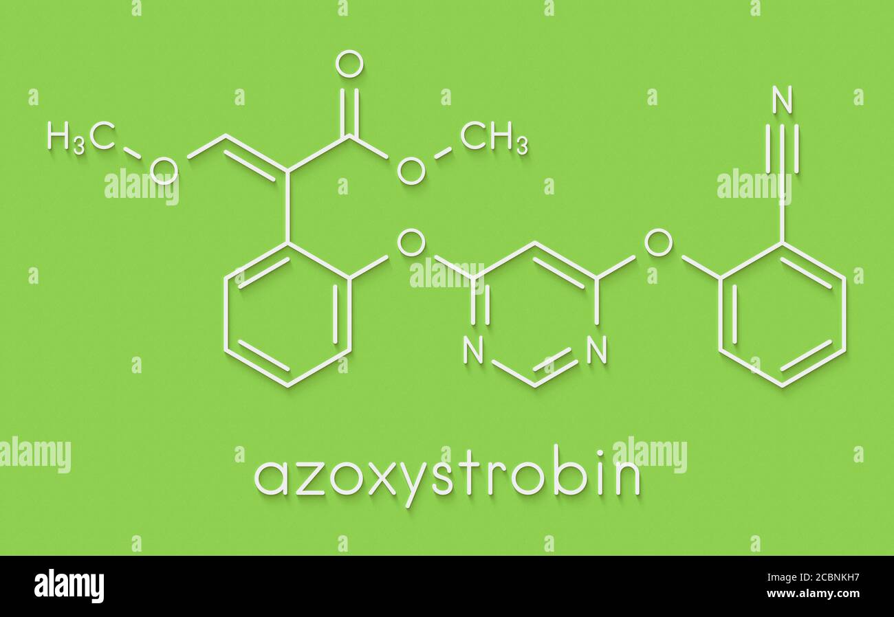 Azoxystrobin fungicide molecule. Skeletal formula Stock Photo - Alamy