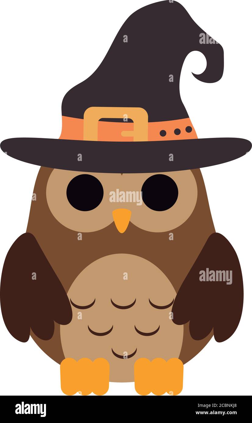 happy halloween, cute owl with witch hat trick or treat party ...