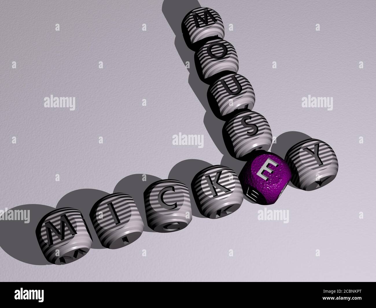MICKEY MOUSE crossword of dice letters in color, 3D illustration for ...