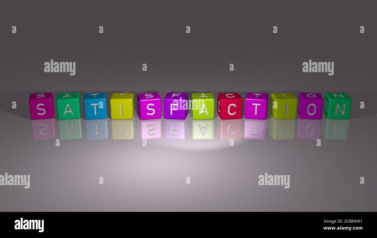 SATISFACTION combined by dice letters and color crossing for the ...