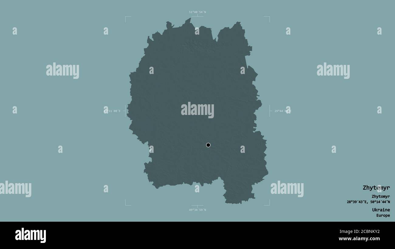 Area of Zhytomyr, region of Ukraine, isolated on a solid background in ...