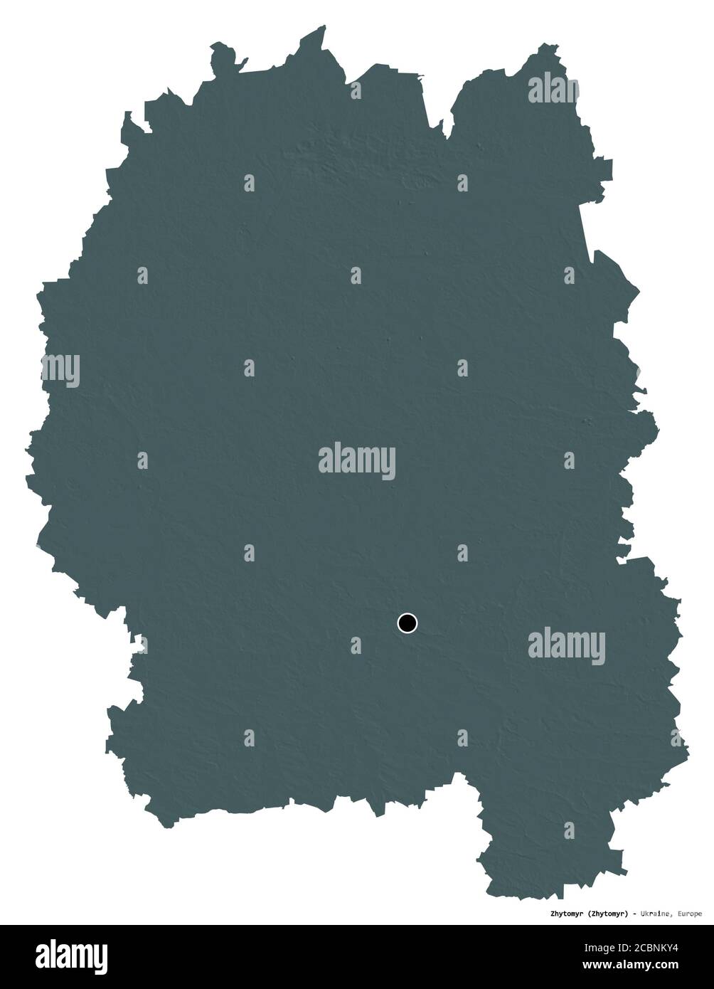 Shape of Zhytomyr, region of Ukraine, with its capital isolated on ...