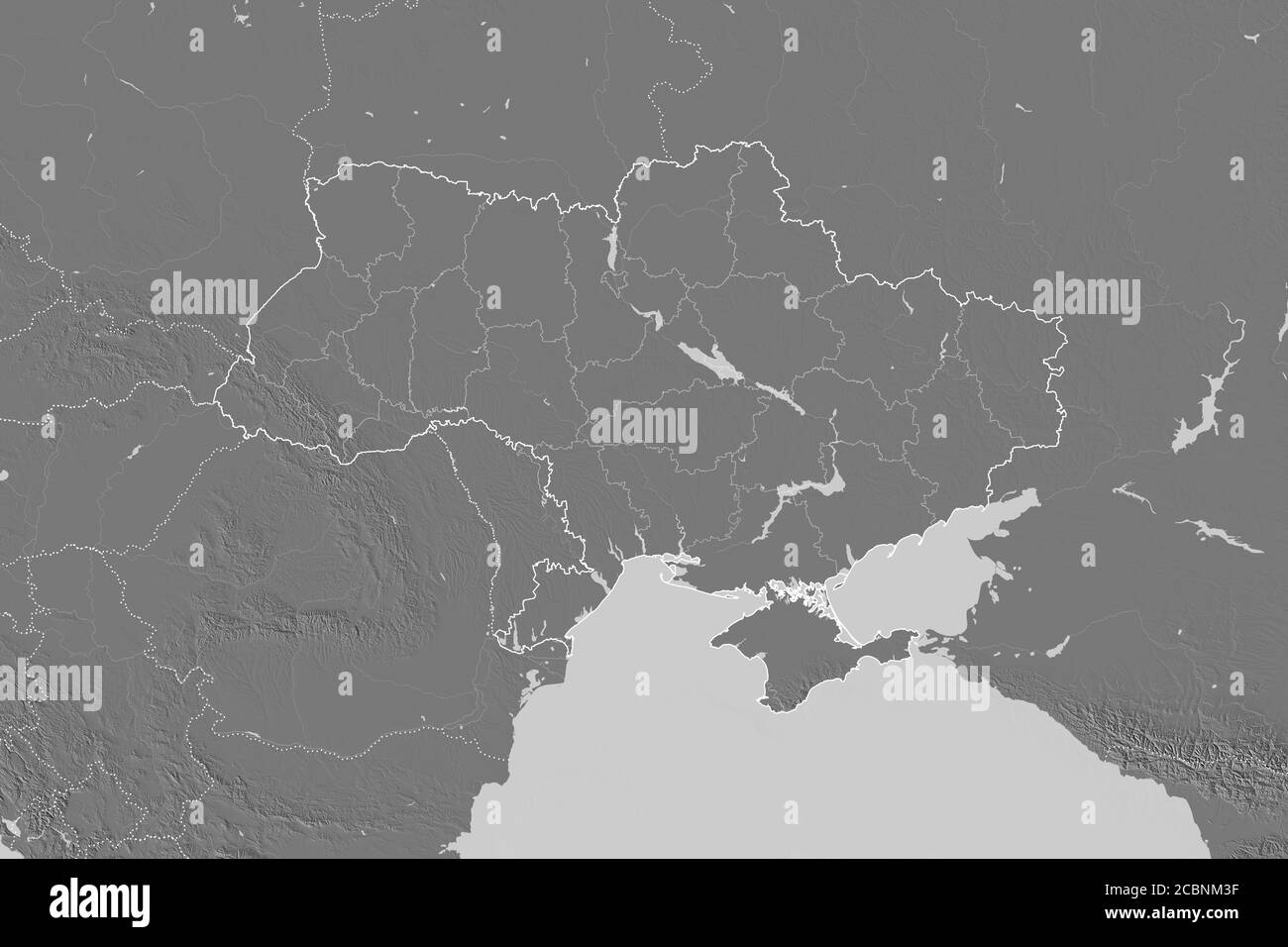 Extended area of Ukraine with country outline, international and ...