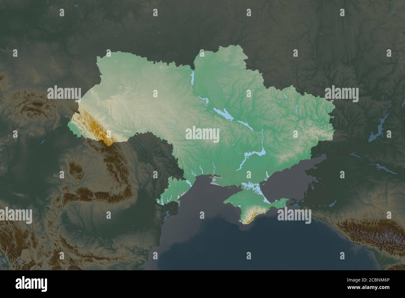 Shape of Ukraine separated by the desaturation of neighboring areas ...