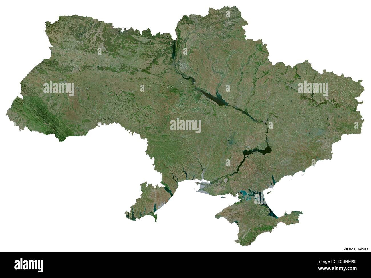 Shape of Ukraine with its capital isolated on white background ...