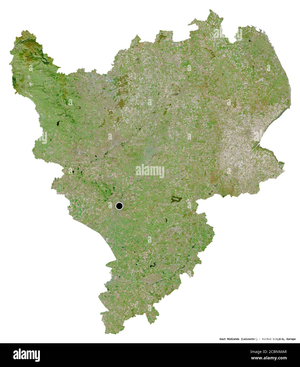 Shape of East Midlands, region of United Kingdom, with its capital ...