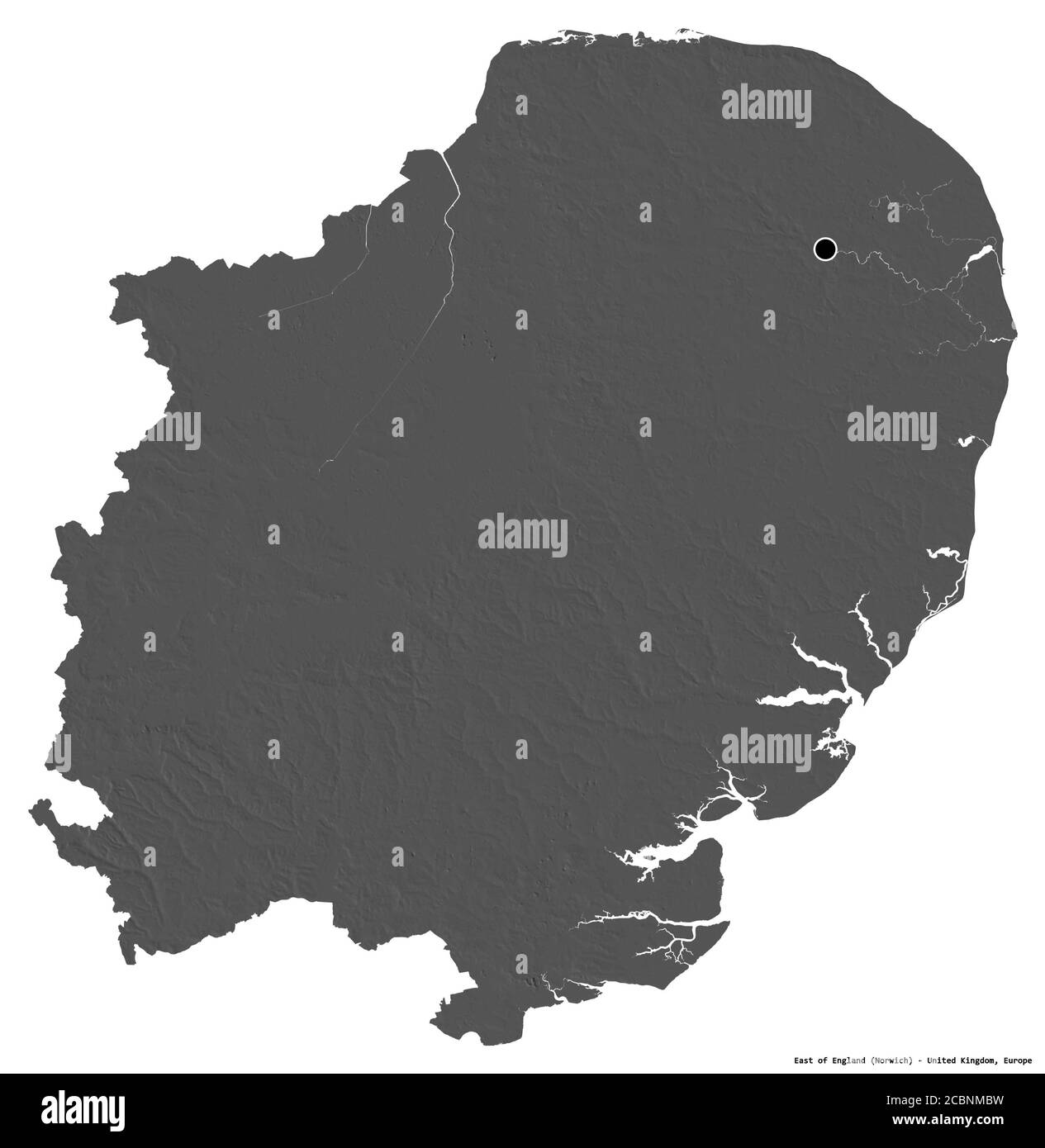 Shape of East of England, region of United Kingdom, with its capital ...