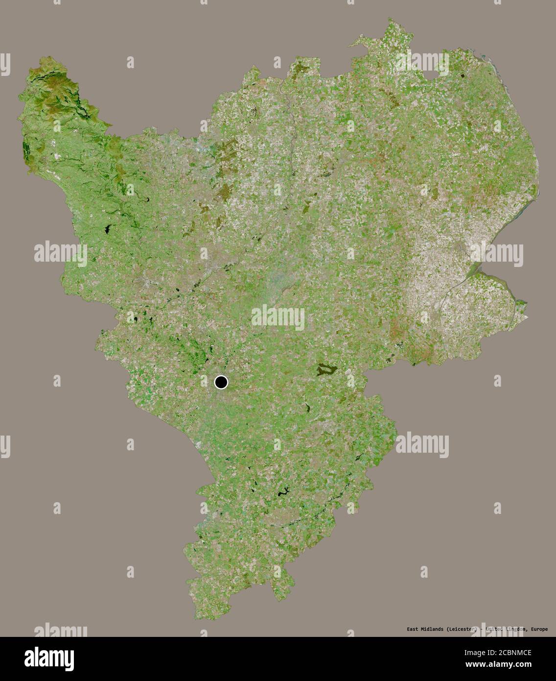 Shape of East Midlands, region of United Kingdom, with its capital ...