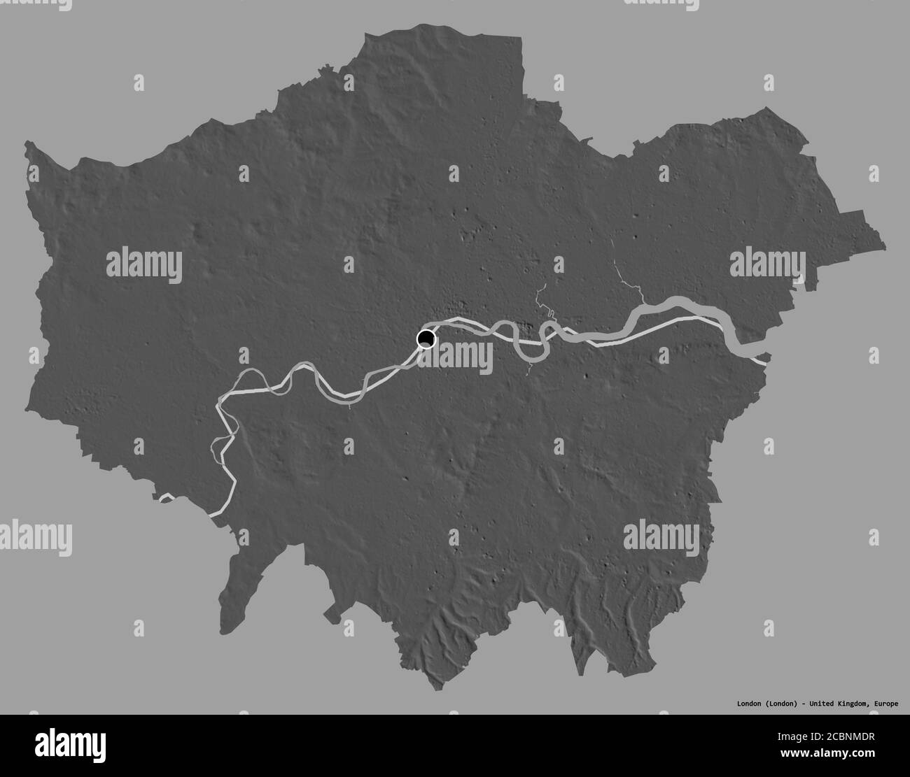 Shape of London, region of United Kingdom, with its capital isolated on ...