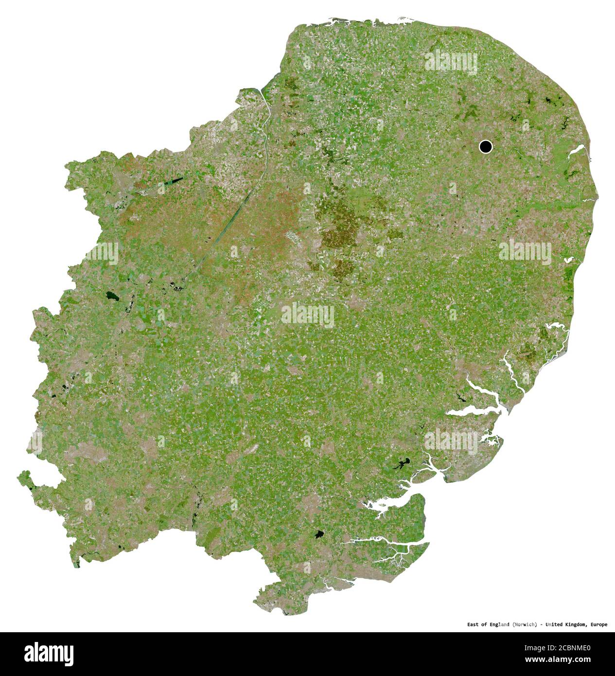 Shape of East of England, region of United Kingdom, with its capital ...
