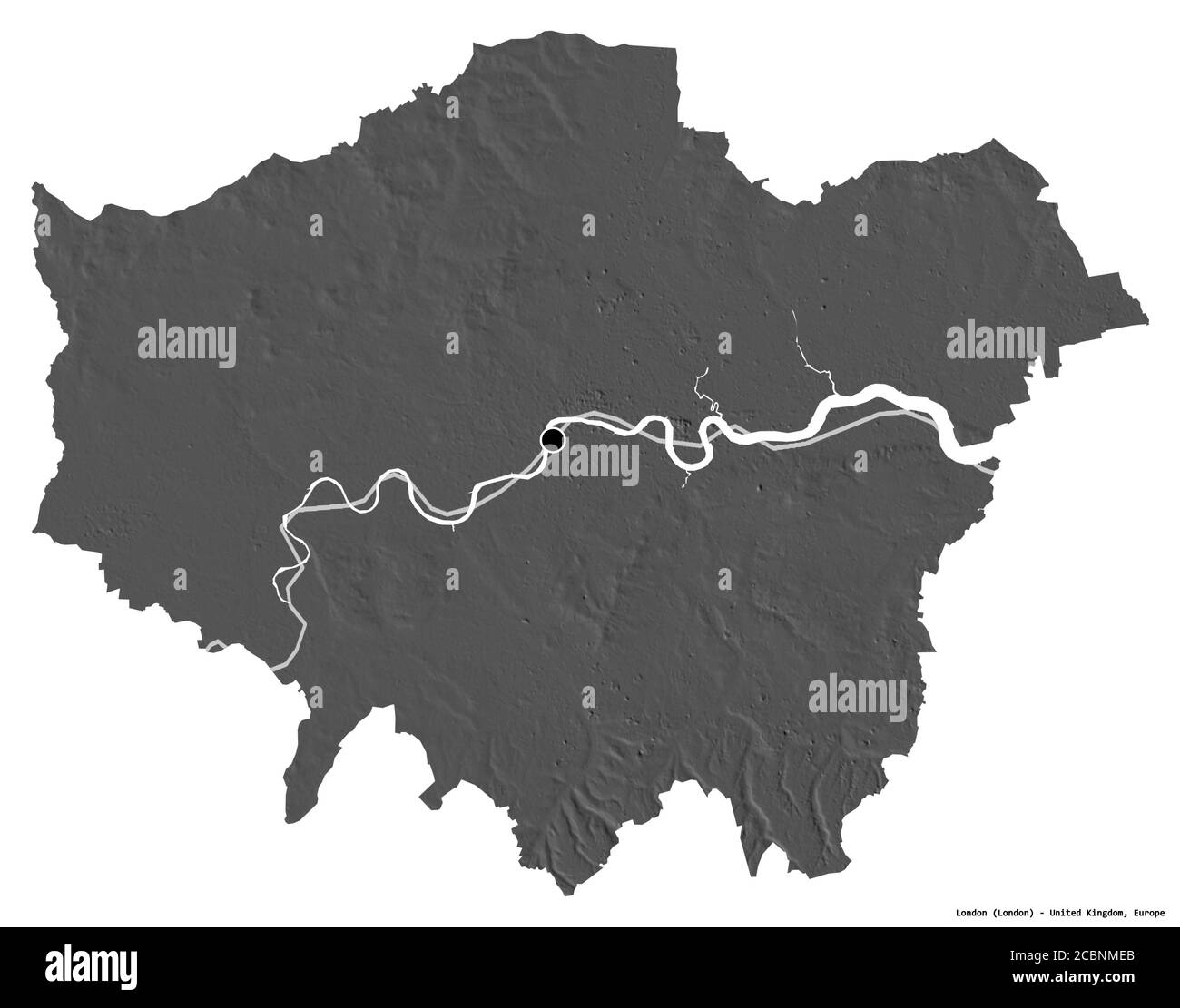 Shape of London, region of United Kingdom, with its capital isolated on ...