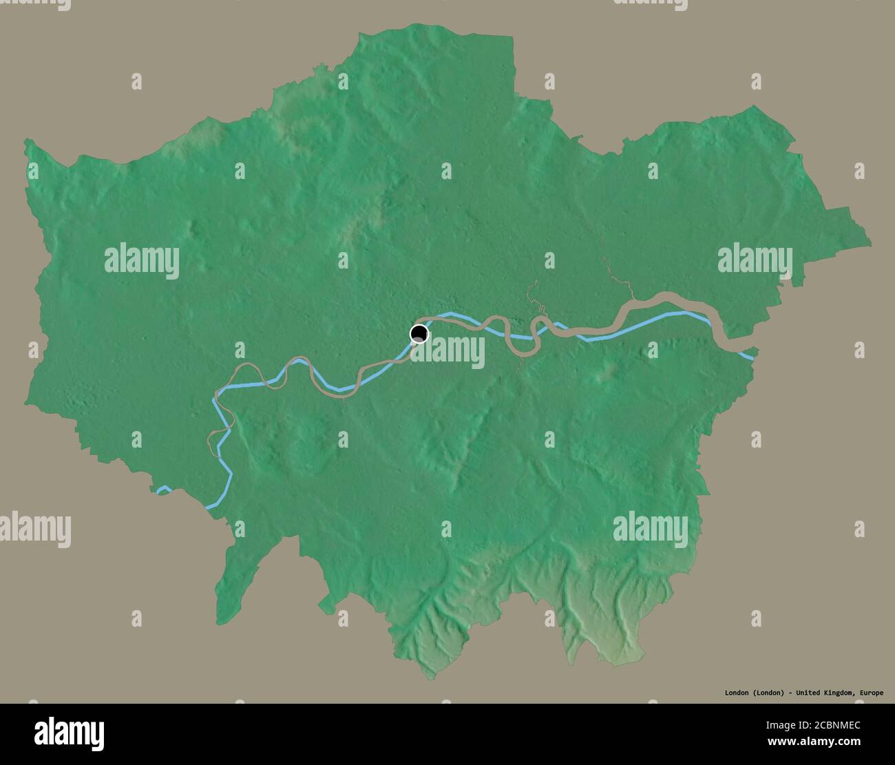Shape of London, region of United Kingdom, with its capital isolated on ...