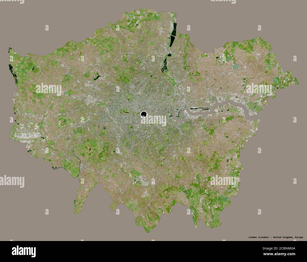 Shape of London, region of United Kingdom, with its capital isolated on ...
