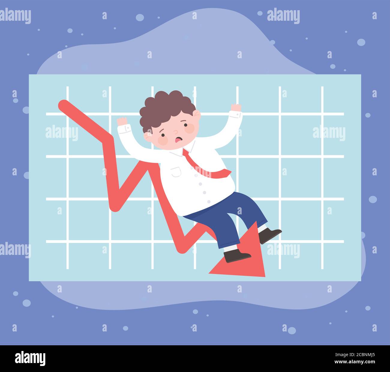 bankruptcy man falling down with recession chart business process ...
