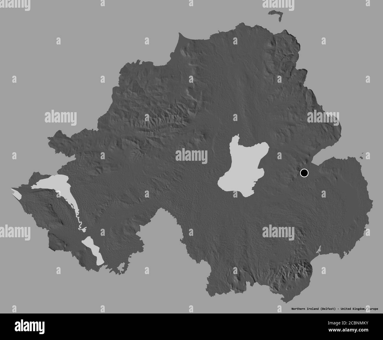 Shape of Northern Ireland, region of United Kingdom, with its capital ...